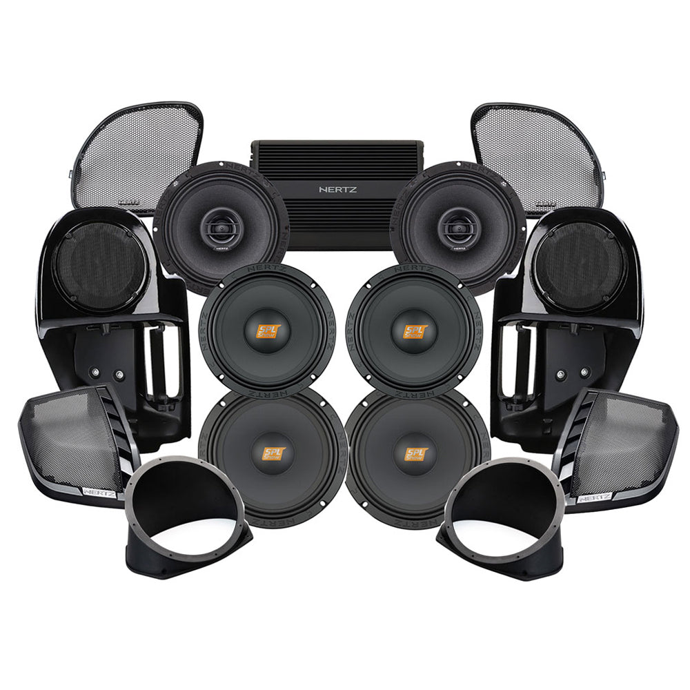 Hertz Stage 6 Plug & Play Amp and Rear 8" Speaker Package + Adapters w ...